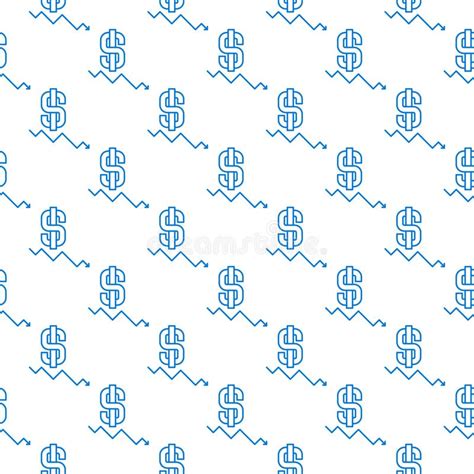 Dollar Sign With Falling Arrow Devaluation Vector Seamless Pattern Stock Vector Illustration