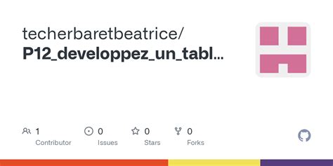 github techerbaretbeatrice p12 developpez un tableau de bord
