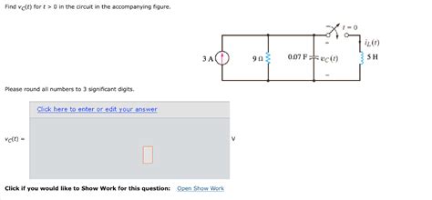 solved find vc t for t 0 in the circuit in the