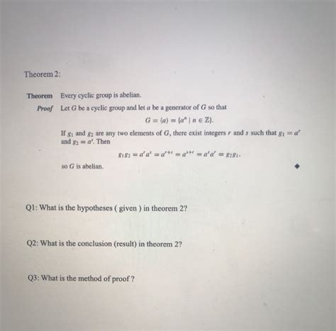 Solved Theorem 2 Theorem Every Cyclic Group Is Abelian
