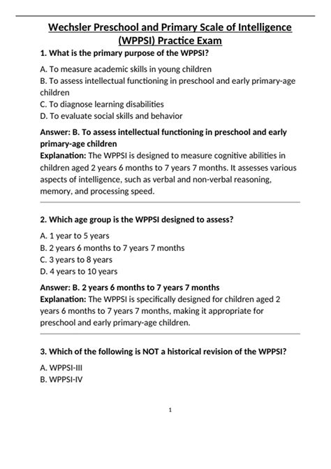 Wechsler Preschool And Primary Scale Of Intelligence Wppsi Practice Exam Computers Stuvia Us