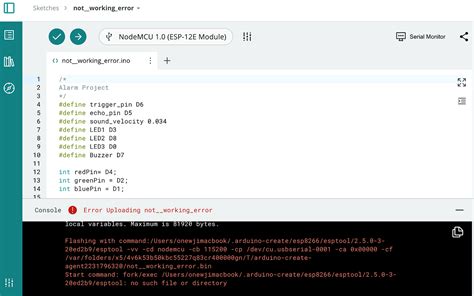 Esptool No Such File Or Directory Error When Uploading Code To