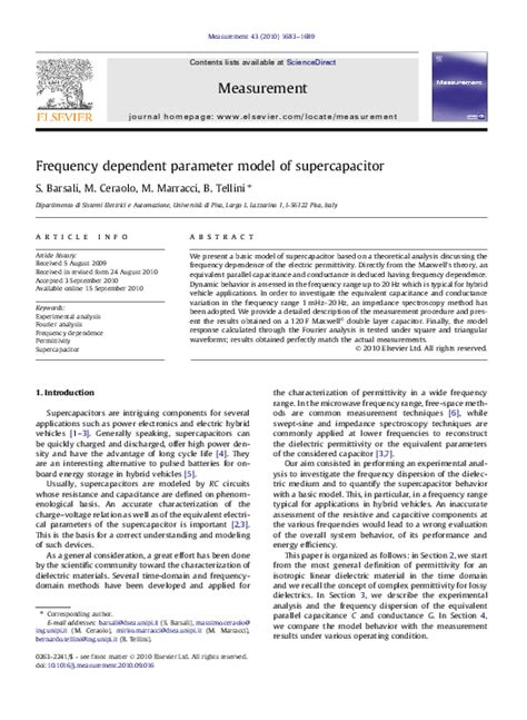 Pdf Frequency Dependent Parameter Model Of Supercapacitor