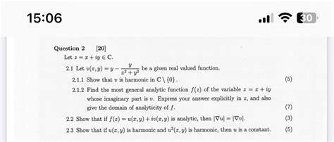 solved 15 06 1 ₹ 30question 2[20]let z x iyinc 2 1 ﻿let