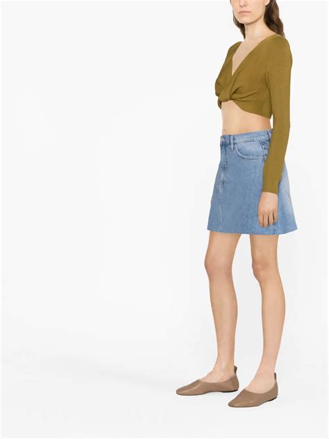 Frame A Line Short Denim Skirt Blue Farfetch