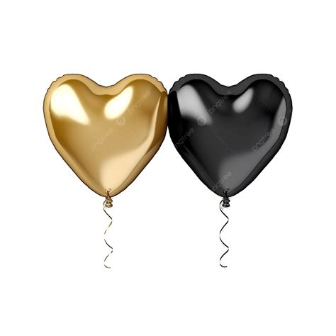 발렌타인 데이를위한 낭만적 인 디자인 현실적인 3d 금색과 검은 색 하트 모양의 젤 풍선 하트 포스터 발렌타인 하트 발렌타인 포스터 Png 일러스트 및 이미지 에 대한