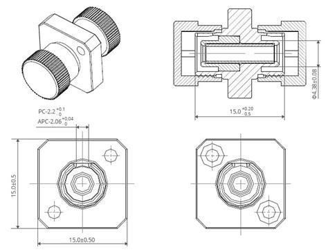 Fc Apc To Fc Apc Singlemode Simplex Square Solid Type One Piece Metal Fiber Adapter Fc Adapter
