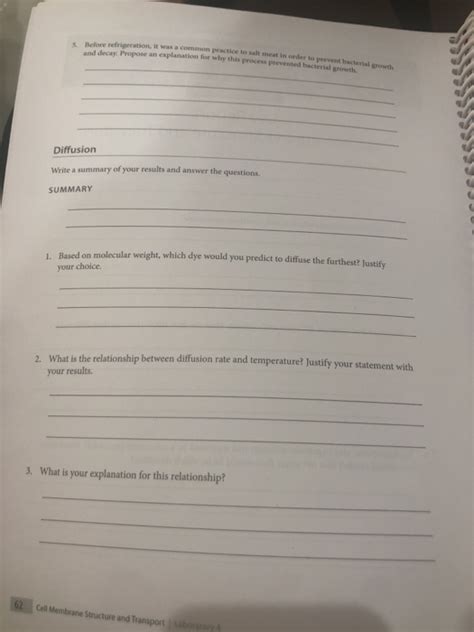 Solved DATE SECTION LABORATORY Lab Report Cell Membrane Chegg