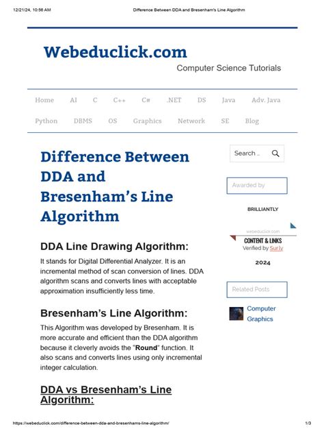 Difference Between Dda And Bresenhams Line Algorithm Pdf Algorithms Algorithms And Data