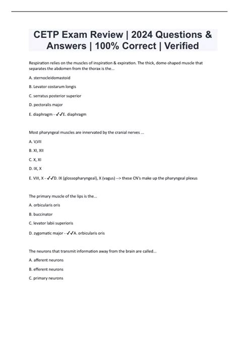 Cetp Exam Review 2024 Questions And Answers 100 Correct Verified Cetp Stuvia Us