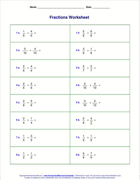 k5 adding like fractions