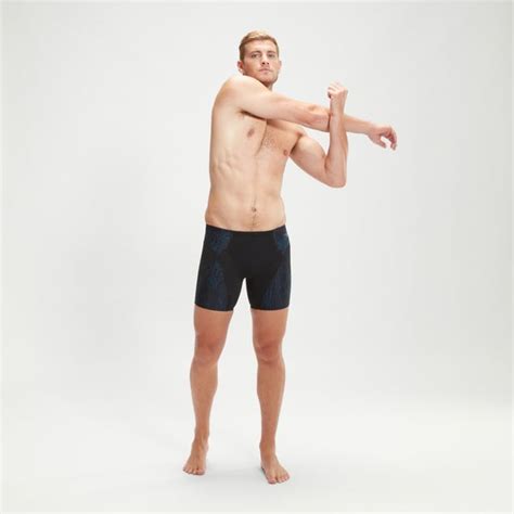 Mens Endrance Max Compression Mid Jammer Black Teal Speedo