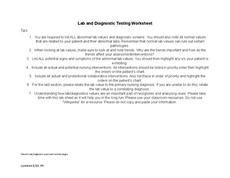 Lab Sheet W3 Nsg1600 Clinical Paperwork Lab And Diagnostic Testing