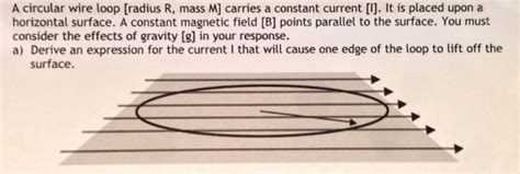 Solved A Circular Wire Loop Radius R Mass M Carries A Chegg