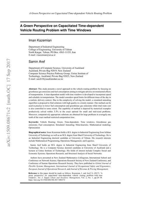 pdf a green perspective on capacitated time dependent vehicle routing