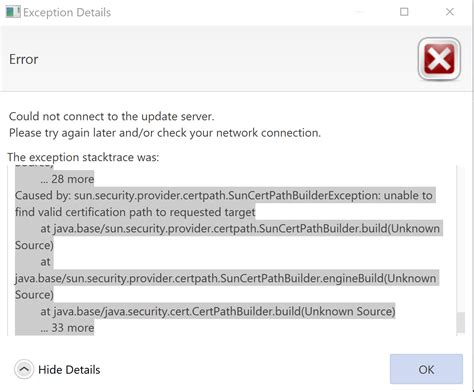 error could not connect to the update server · issue 7884 · jabref