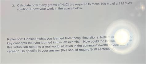 Solved Calculate How Many Grams Of NaCl Are Required To Make Chegg Com