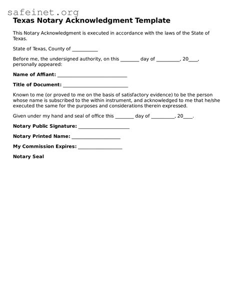 Free Texas Notary Acknowledgement Pdf Template ≡ Safeinet