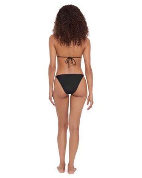Steve Madden Triangle Double Rings V Neck Top Strap Side Bikini Bottoms
