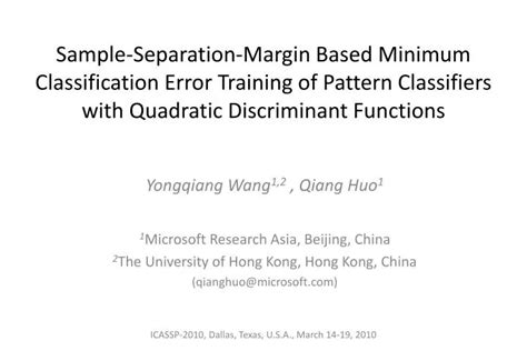 Ppt Sample Separation Margin Based Minimum Classification Error