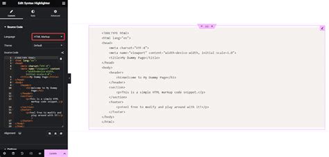 syntax highlighter settings overview the plus addons for elementor