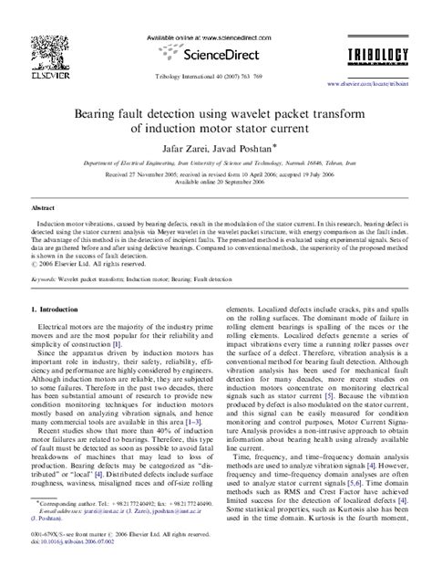 Pdf Bearing Fault Detection Using Wavelet Packet Transform Of Induction Motor Stator Current