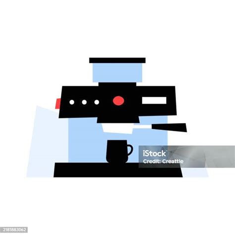 커피 양조 카페 문화 및 음료 준비를 상징하는 평면 벡터 일러스트 레이 션에서 컵과 에스프레소 머신 흰색 배경에 고립 된 0명에 대한 스톡 벡터 아트 및 기타 이미지