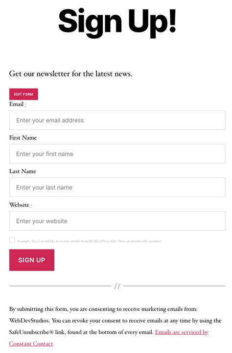 Constant Contact Forms Wordpress Plugin