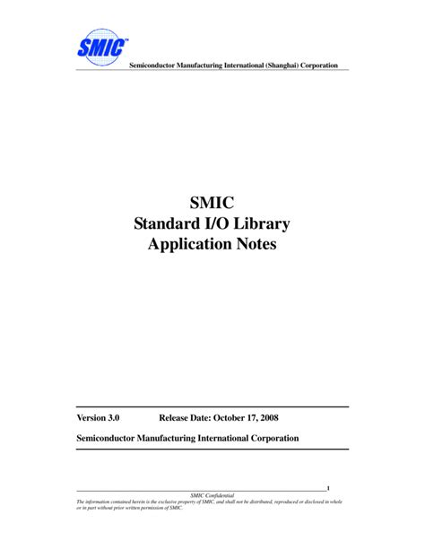 Smic Standard Io Libraryapplication Note