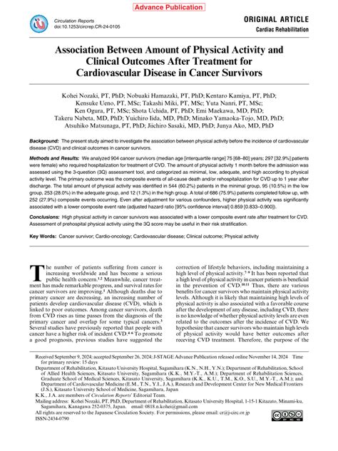 Pdf Association Between Amount Of Physical Activity And Clinical