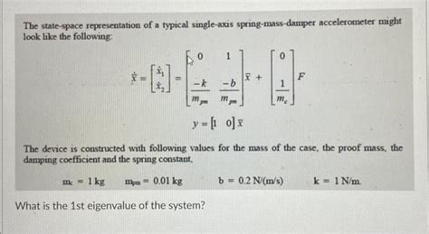 Solved The State Space Representation Of A Typical Chegg