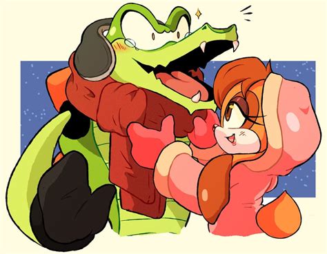 Vanilla The Rabbit And Vector The Crocodile Sonic Drawn By