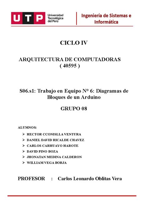 S06 S1 W Equipo N°6 Diagrama De Bloques De Un Arduino Ciclo Iv Arquitectura De Computadoras