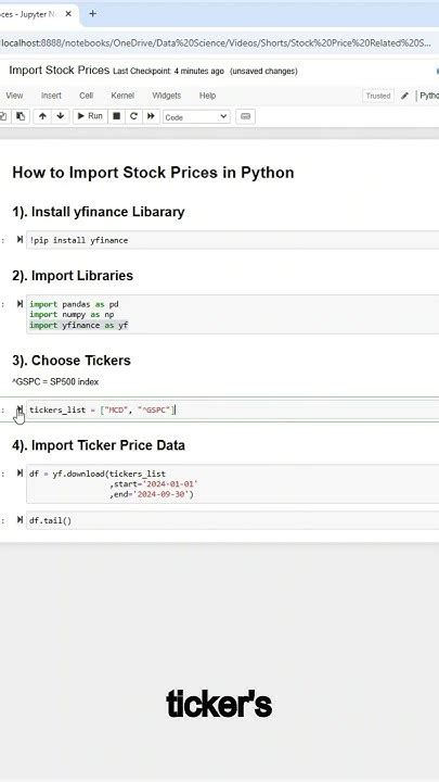 Import Stock Prices With Python In 20 Seconds Stocktrading Jupyternotebooks Stockmarkets