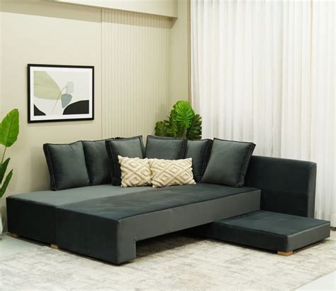 Buy Mckellen L Shape Right Aligned Corner Sofa Cum Bed Graphite Grey