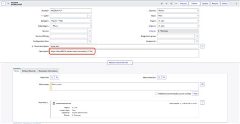 Incident Created Using Alert From Splunk And The Splunk Add On For Servicenow Add On Is Used As
