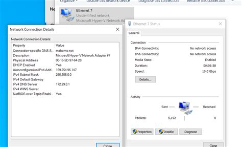 by connecting to hyper v default switch the vm can t ping it s ip