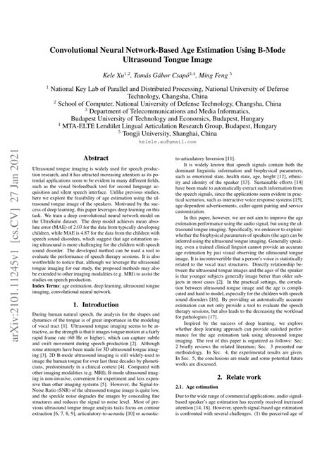 Pdf Convolutional Neural Network Based Age Estimation Using B Mode Ultrasound Tongue Image