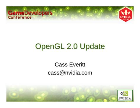 Pdf Opengl 20 Update Developerpresentationsgdc2004opengl2pdf