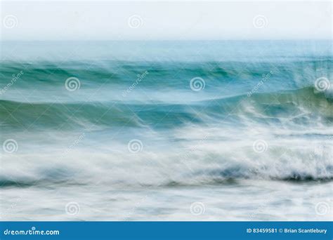 Coastal Abstract Motion Blurred Ocean Waves Blue Tones Background Stock