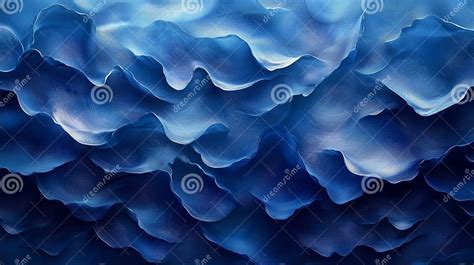 Abstract Representation Of Layered Blue Ocean Waves With Soft Gradients And Flowing Forms Stock