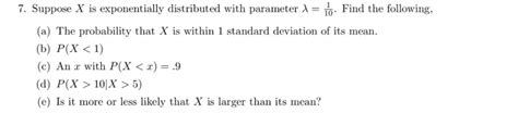 solved suppose x is exponentially distributed with parameter