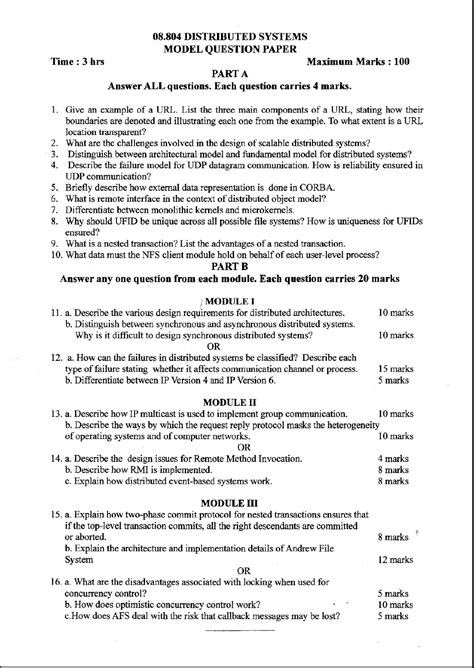 kerala university b tech disrributed systems 2017 question paper