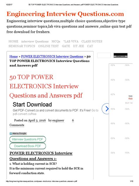 50 Top Power Electronics Interview Questions And Answers Pdf Power