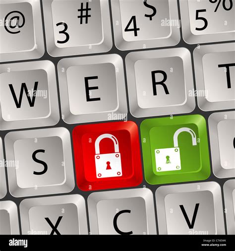 Computer Keyboard With A Lock Key Vector Illustration Stock Photo Alamy