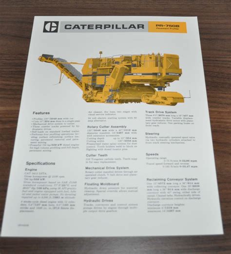 Caterpillar Pr 750b Pavement Profiler Specification Brochure Prospekt