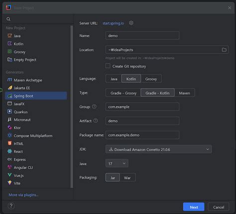 Kotlin Spring Boot 강의 프로젝트 생성 방법
