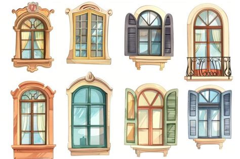 Windows Drawing Set Handdrawn Architecture Design Elements Windows Freehand Pictures Premium