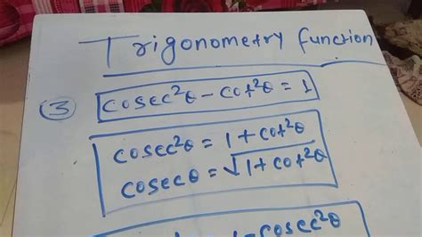 Trigonometry Function Ep 03 Relation Between Cosec And Cot Youtube