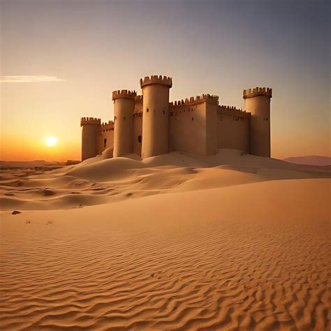 Premium Photo A Castle In The Desert With The Sun Setting Behind It